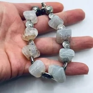 Vintage | Jewelry | Polished Agate Rounded Square Shaped Stone Bead ...